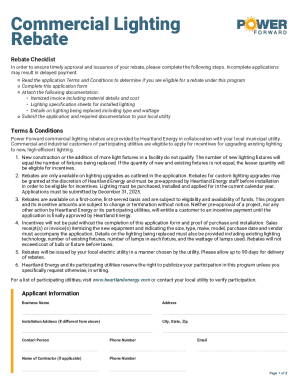 Fillable Online Commercial Lighting Rebate Application Fax Email Print ...