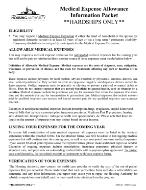 Fillable Online Medical Expense Allowance for Hardships Fax Email Print ...