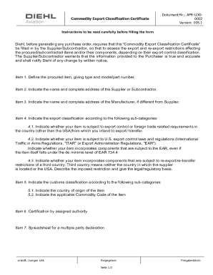 Fillable Online Commodity Export Classification Certificate Fax Email ...