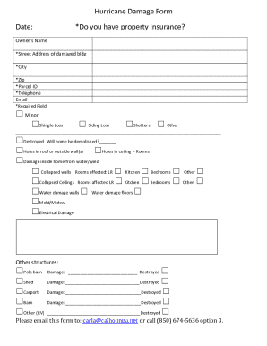Fillable Online Hurricane Damage Form Fax Email Print - pdfFiller
