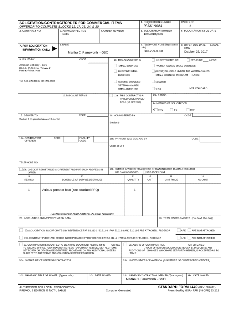 Standard 1449 - ht usembassy Doc Template | pdfFiller