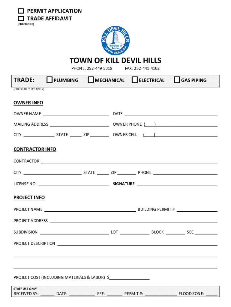 Fillable Online Permit Application for Trade Affidavit Fax Email Print ...