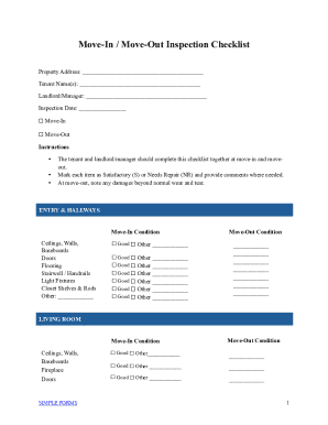 Fillable Online Move-in / Move-out Inspection Checklist Fax Email Print ...