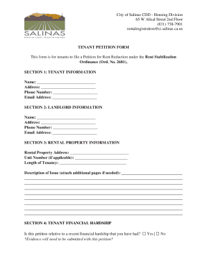 Fillable Online Tenant Petition for Rent Reduction Fax Email Print ...