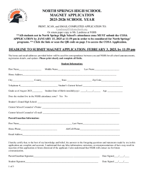 Fillable Online North Springs High School Magnet Application 2025-2026 ...