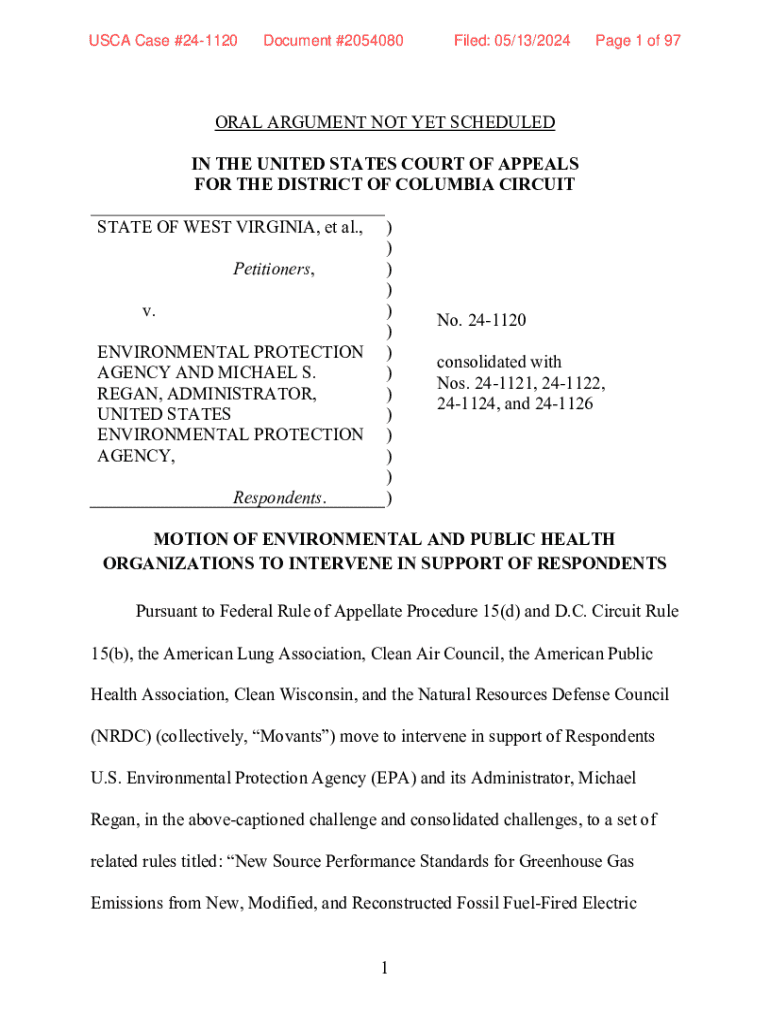 Fillable Online Motion of Environmental and Public Health Organizations to Intervene in Support ...