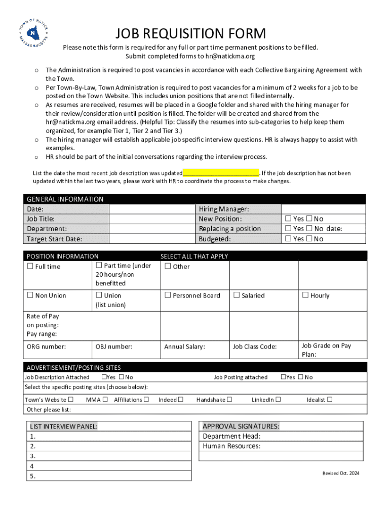 Fillable Online Job Requisition Form Fax Email Print - pdfFiller