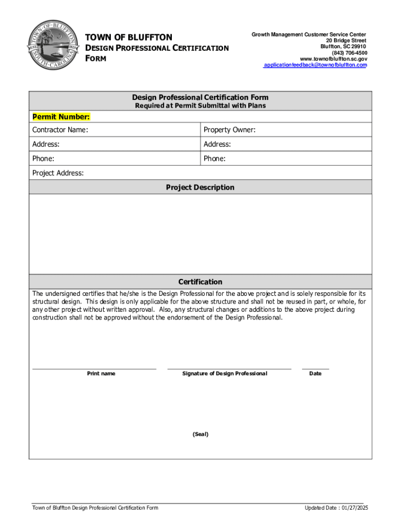Fillable Online Design Professional Certification Fax Email Print ...