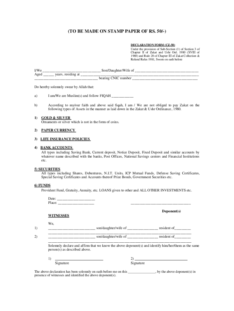 Fillable Online Zakat Declaration Form Fax Email Print - pdfFiller