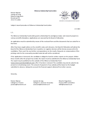 Fillable Online Minerva Scholarship Fund Leiden - Application Form Fax ...