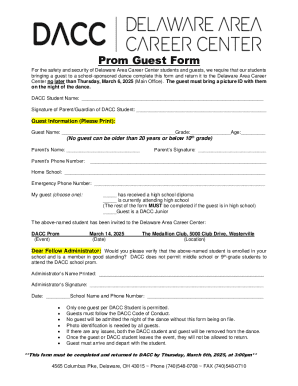 Fillable Online Dacc Prom Guest Registration Fax Email Print - pdfFiller