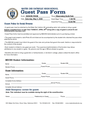 Fillable Online Senior Prom Guest Pass Fax Email Print - pdfFiller