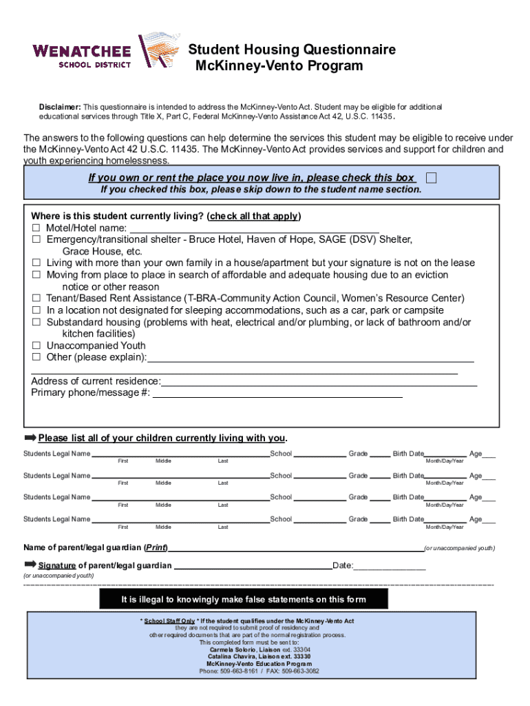 Fillable Online Mckinney-vento Program Fax Email Print - pdfFiller