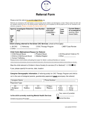 Fillable Online Referral Form for Cac Services Fax Email Print - pdfFiller
