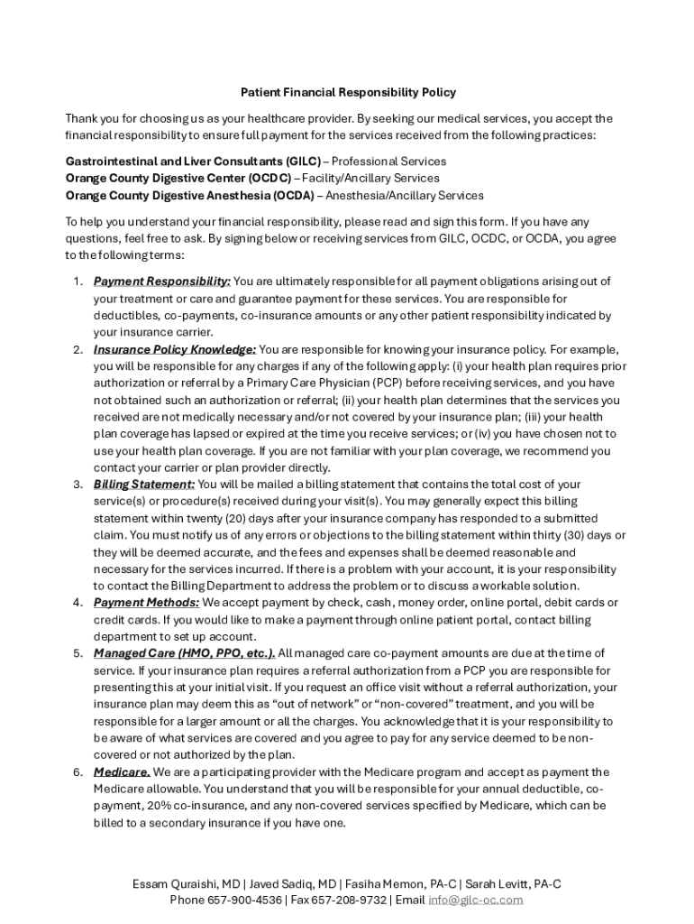 Fillable Online Patient Financial Responsibility Policy Fax Email Print ...