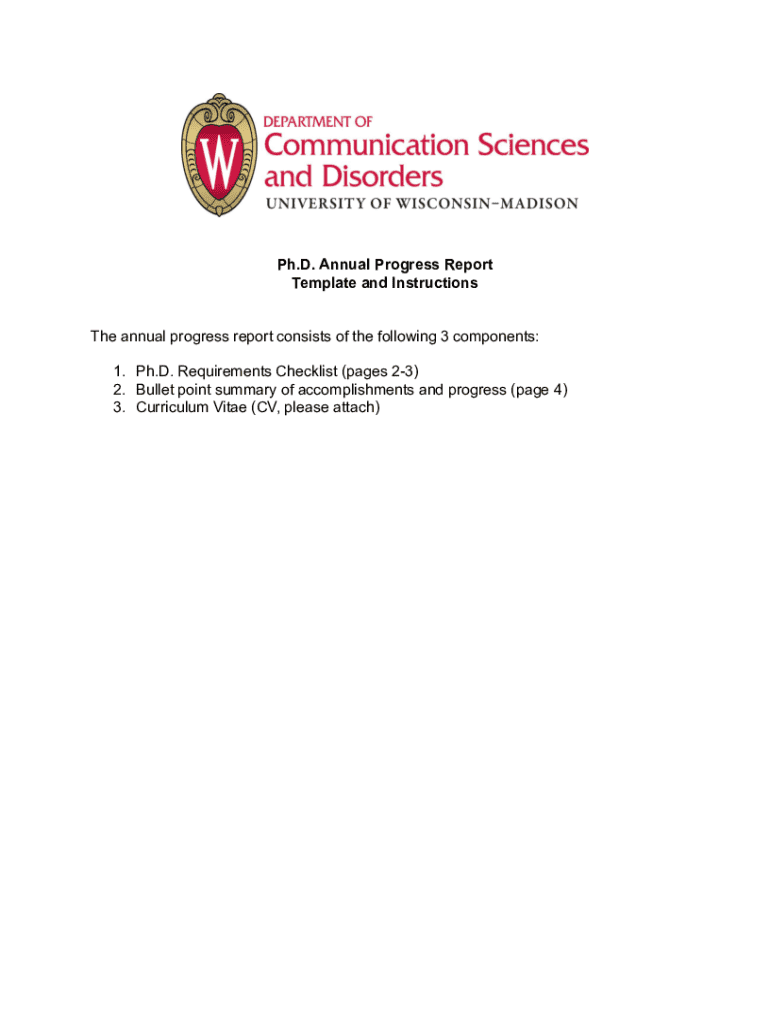 Fillable Online Ph.d. Annual Progress Report Template and Instructions Fax Email Print - pdfFiller