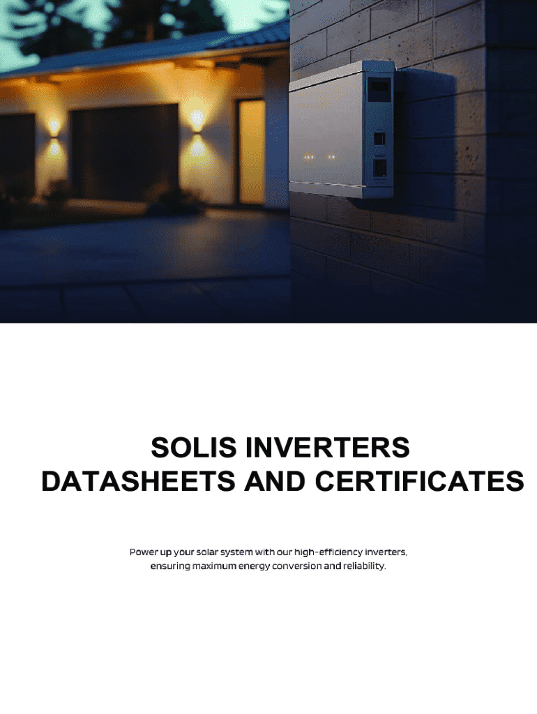 Fillable Online Solis Inverters Data Sheet & Certificate Fax Email ...