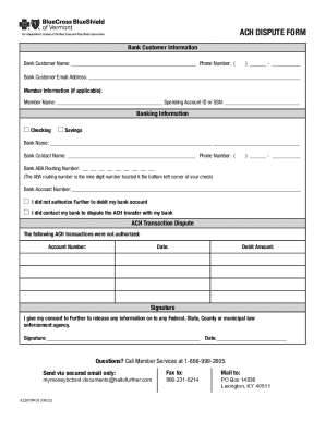 Fillable Online Ach Dispute Form Fax Email Print - pdfFiller