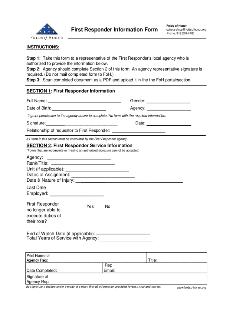 Fillable Online First Responder Information Form Fax Email Print ...