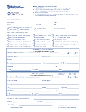 Fillable Online Provider Demographic Change Request Form Fax Email Print - pdfFiller