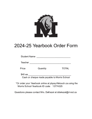Fillable Online 2024-25 Yearbook Order Form Fax Email Print - pdfFiller
