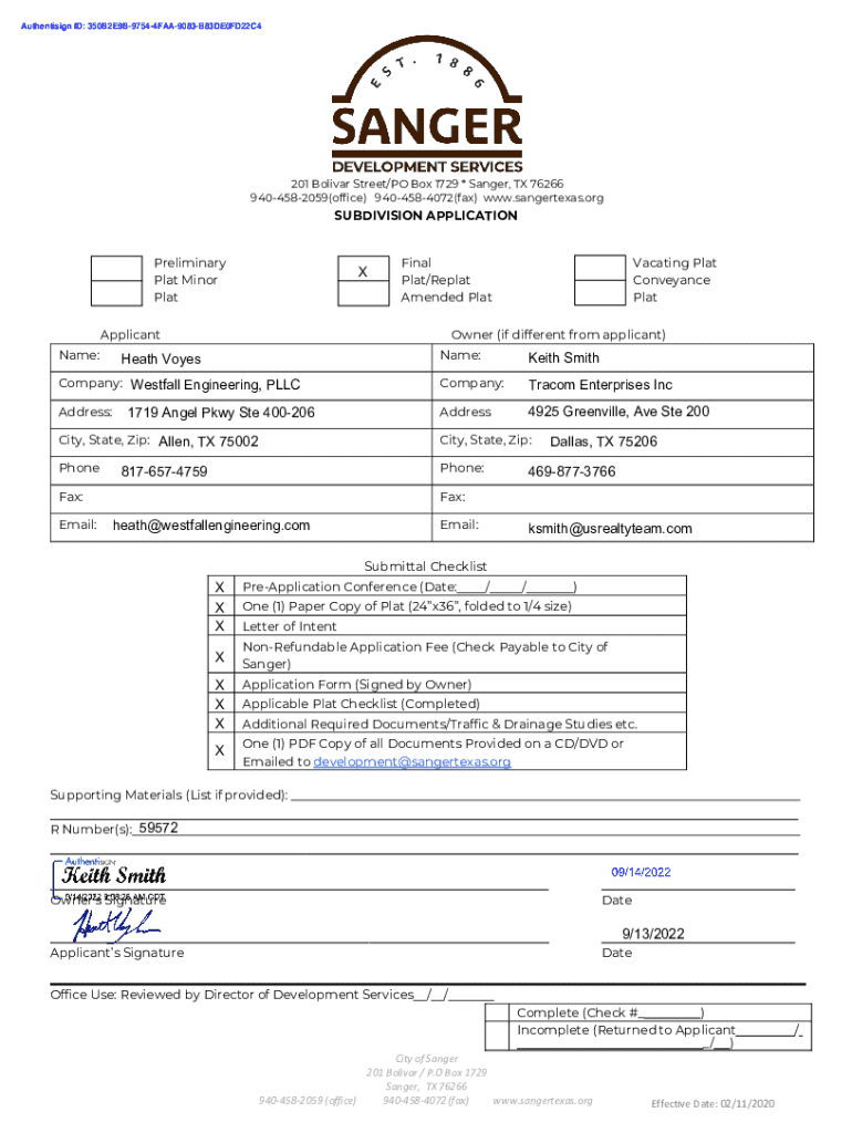 Fillable Online Subdivision Application - Preliminary Plat Fax Email Print - pdfFiller