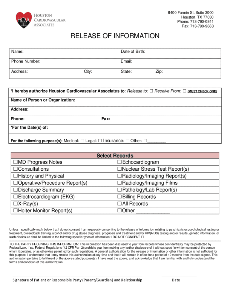 Fillable Online Authorization for Release of Medical Information Fax Email Print - pdfFiller