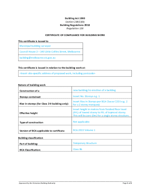 Fillable Online Certificate of Compliance for Building Work Fax Email Print - pdfFiller