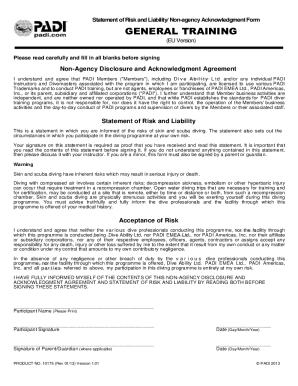 Fillable Online Statement of Risk and Liability/ Non-agency ...