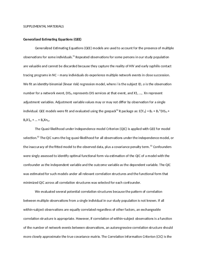 Generalized Estimating Equations Gee Doc Template Pdffiller
