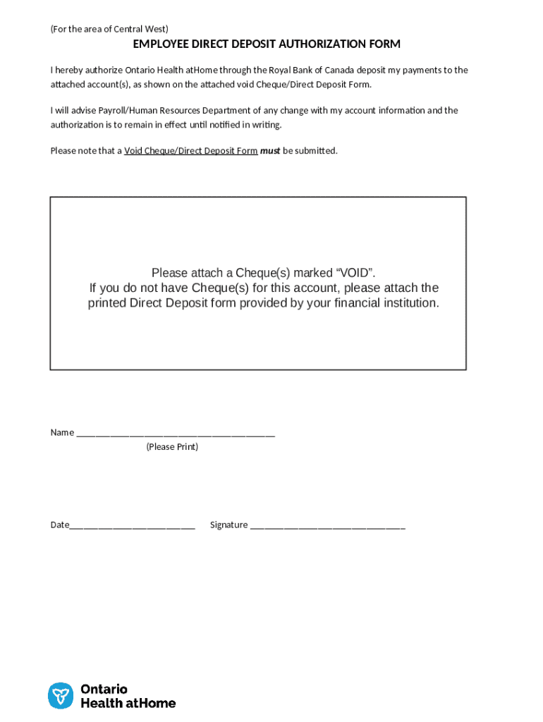Employee Direct Deposit Authorization Doc Template | pdfFiller