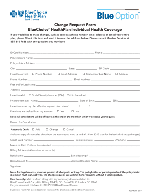 Fillable Online Bluechoice Healthplan Individual Health Coverage Fax ...