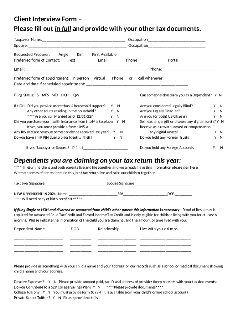 Client Interview Doc Template | pdfFiller