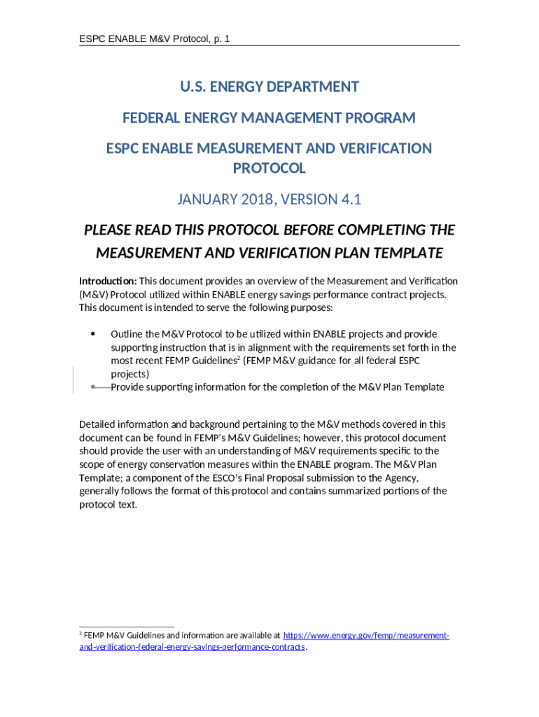 Espc Enable Measurement and Verification Protocol Doc Template | pdfFiller