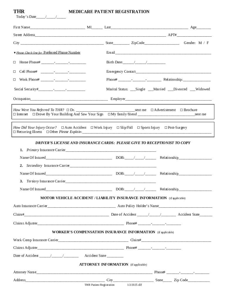Medicare Patient Registration Doc Template | pdfFiller