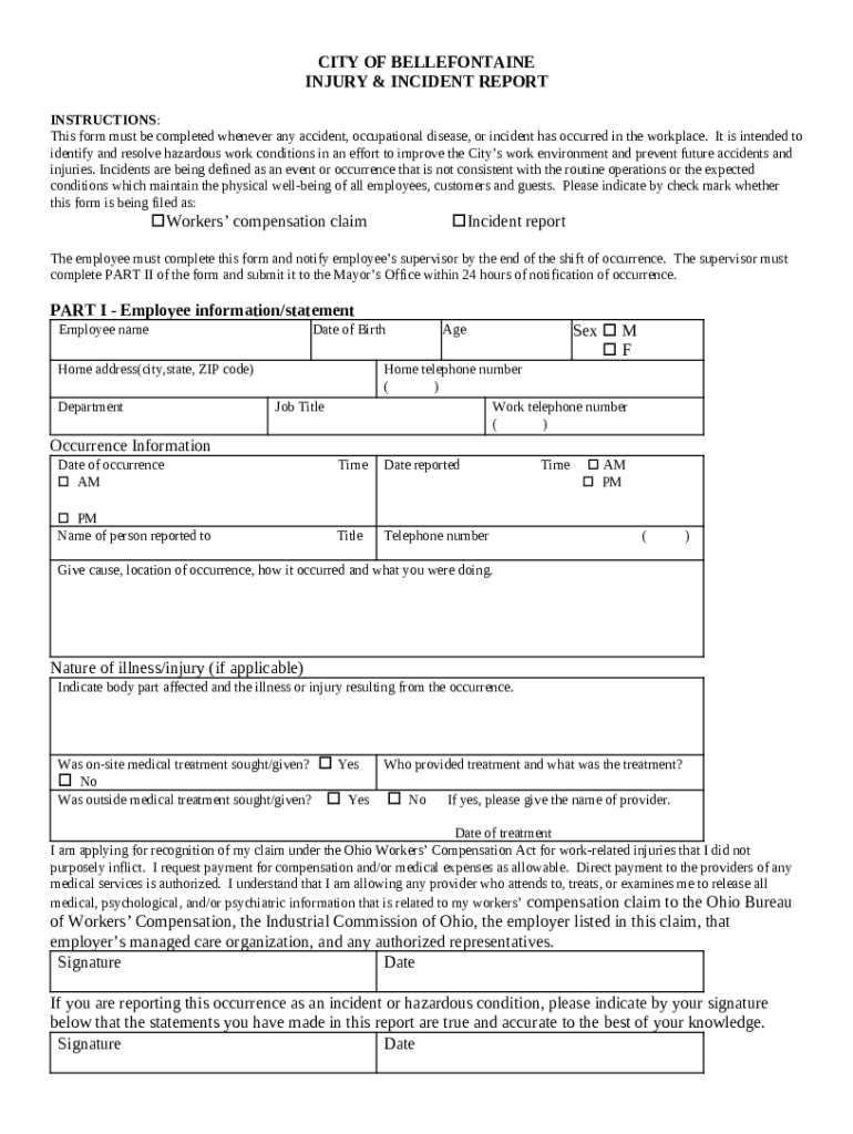 Injury & Incident Report Doc Template | pdfFiller