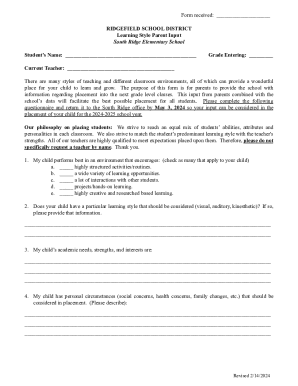 Fillable Online Learning Style Input Form Fax Email Print - pdfFiller