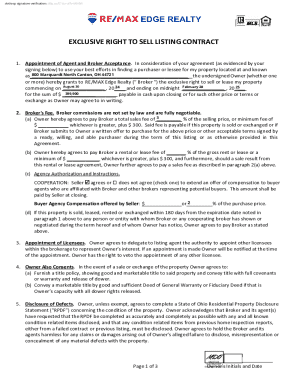 Fillable Online Exclusive Right to Sell Listing Contract Fax Email Print - pdfFiller