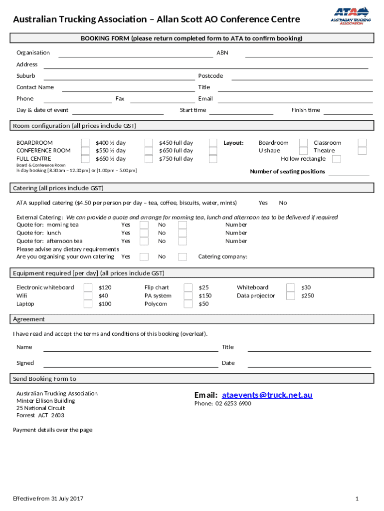 Booking Doc Template | pdfFiller