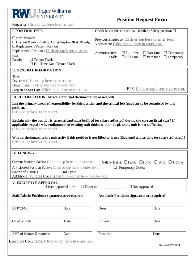 Position Request Doc Template | pdfFiller