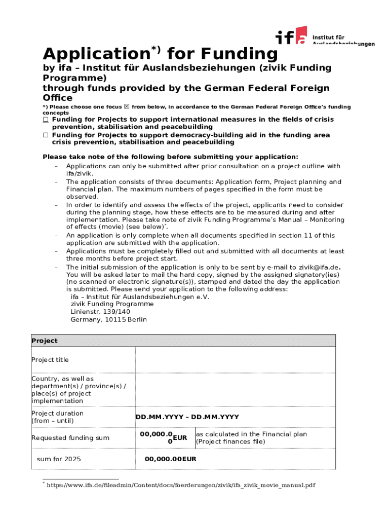 Application for Funding Doc Template | pdfFiller