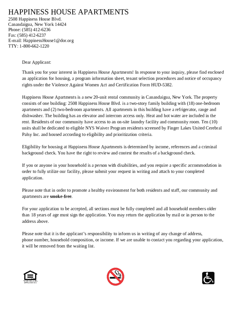 Happiness House Apartments Application Doc Template | pdfFiller