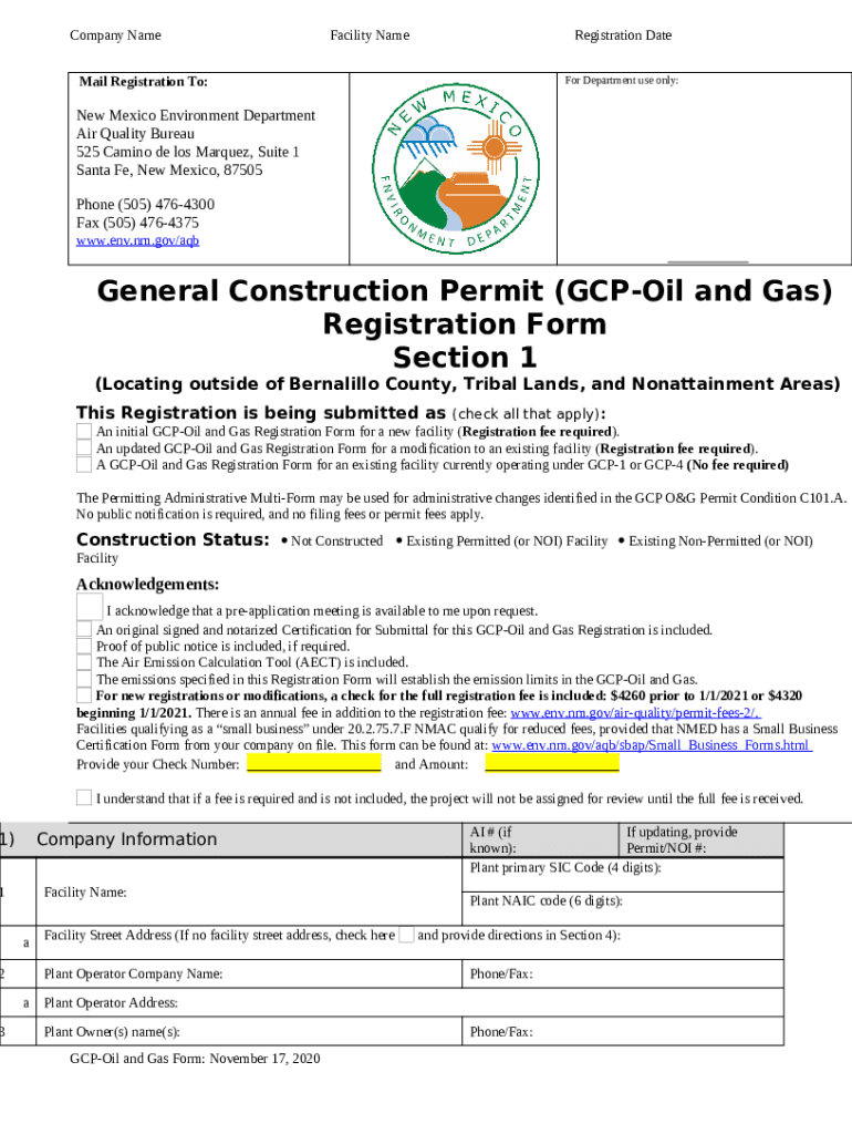 Gcp-oil and Gas Registration Doc Template | pdfFiller