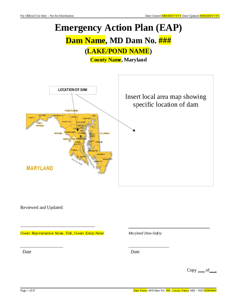 Emergency Action Plan (eap) - mde maryland Doc Template | pdfFiller