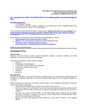 Nsf Data Management Plan Template Doc Template | pdfFiller