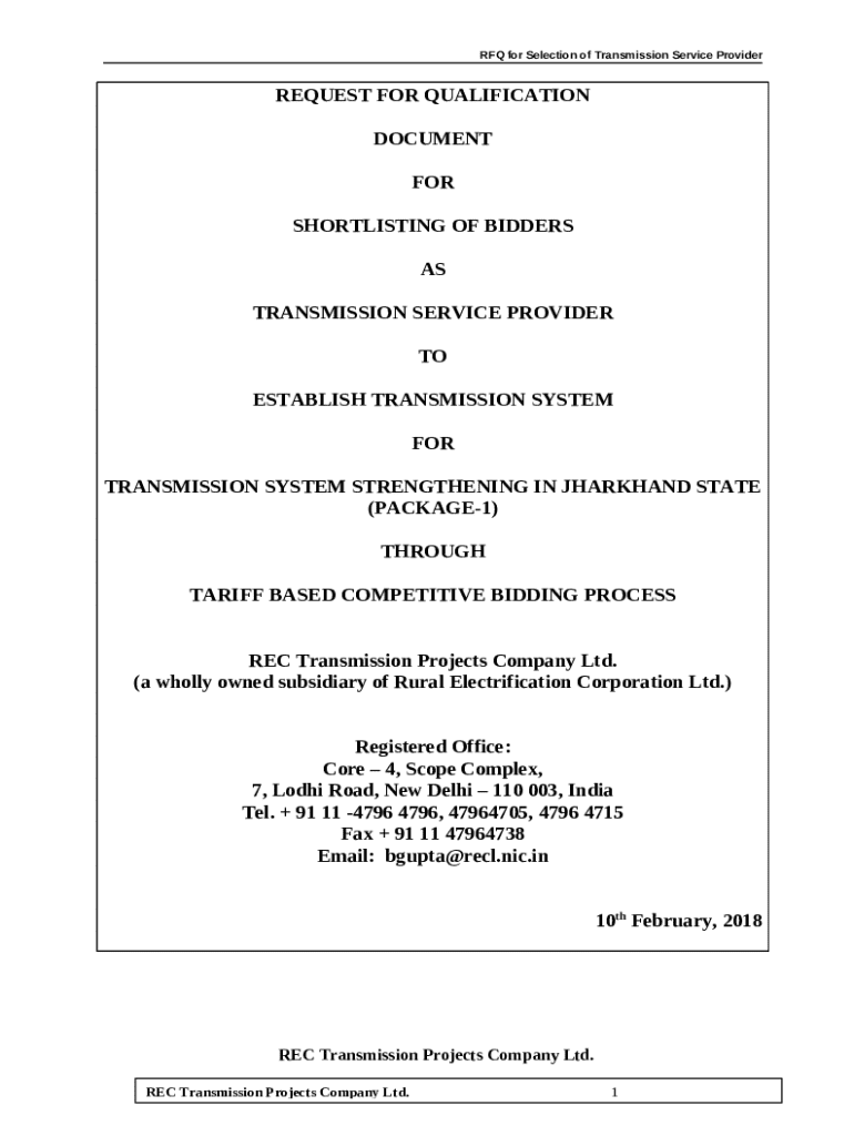 Request for Qualification Document Doc Template | pdfFiller