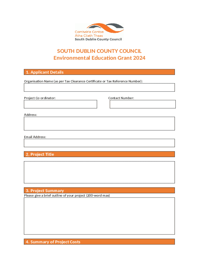 Environmental Education Grant Application 2024 Doc Template | pdfFiller