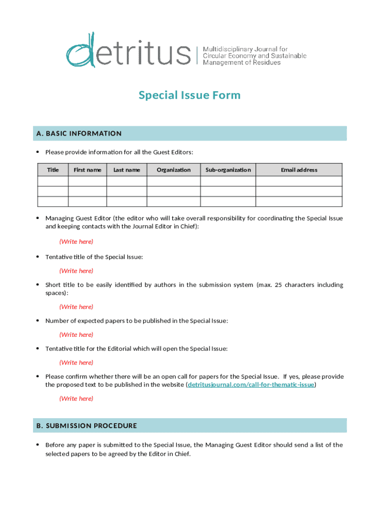 Special Issue Doc Template | pdfFiller