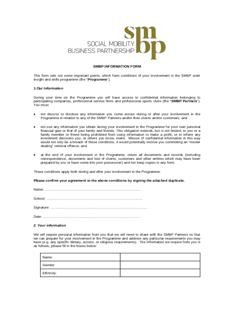 Smbp Ination Doc Template | pdfFiller