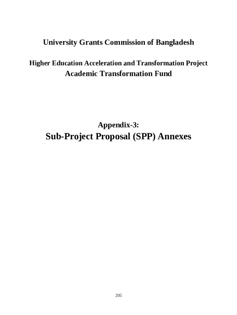 Sub-project Proposal (spp) Annexes Doc Template | pdfFiller